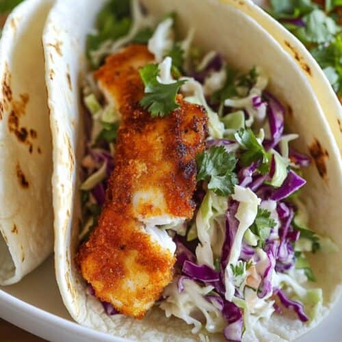 Healthy & Easy Fish Tacos with Cabbage Slaw